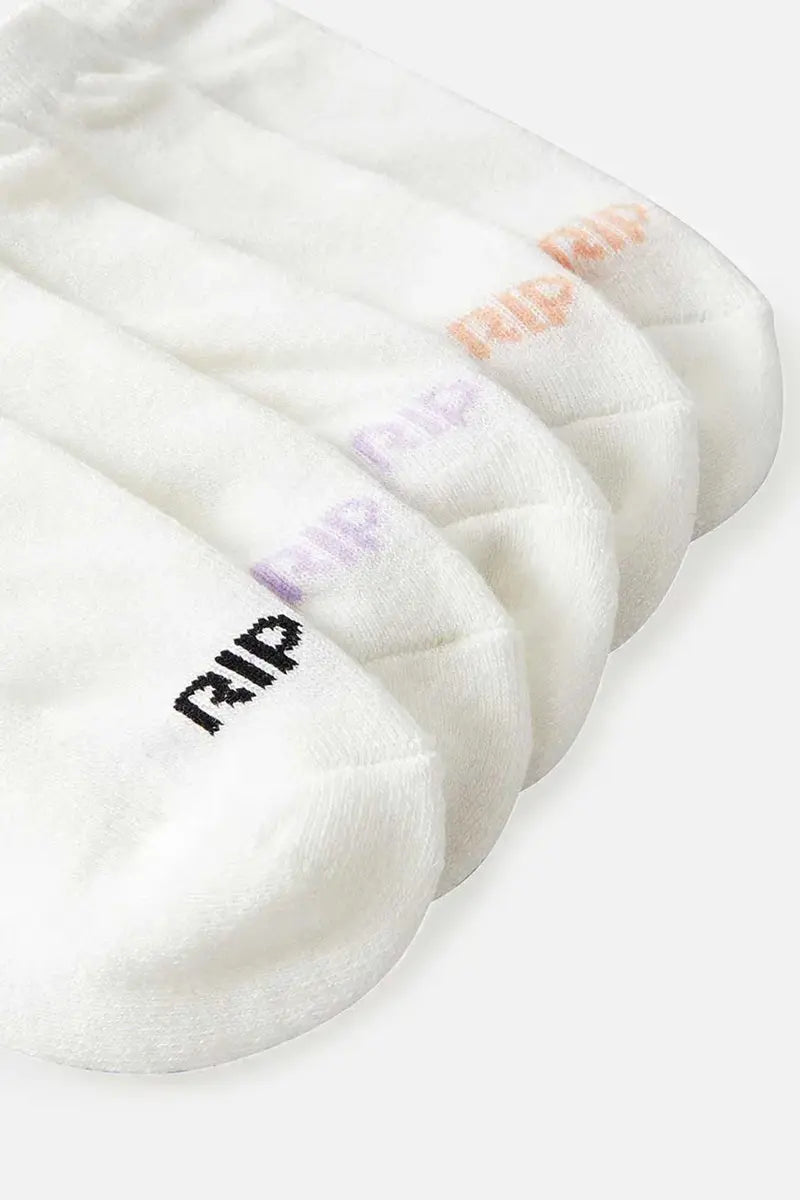 Rip Curl Girls Ankle Sock 5 Pack in White – Chille